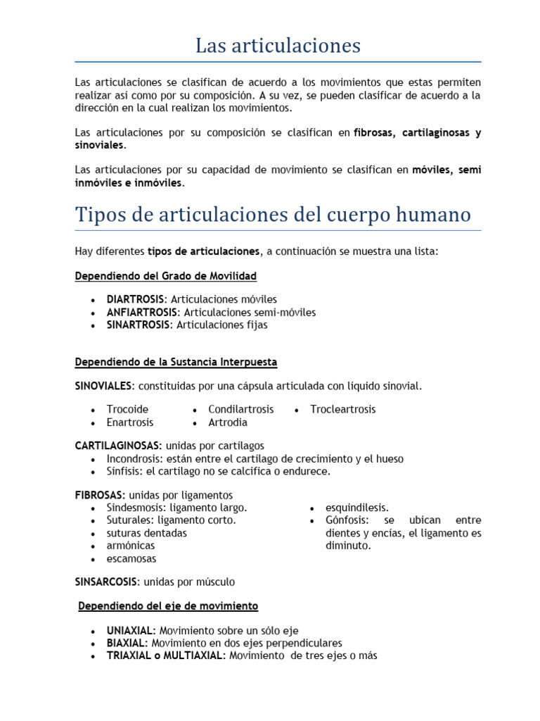 Movimienos de Las Articulaciones | PDF | Articulación | Anatomía humana
