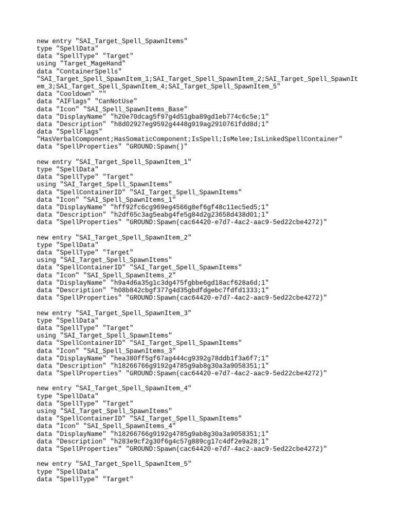 Spell Spawn Items | PDF