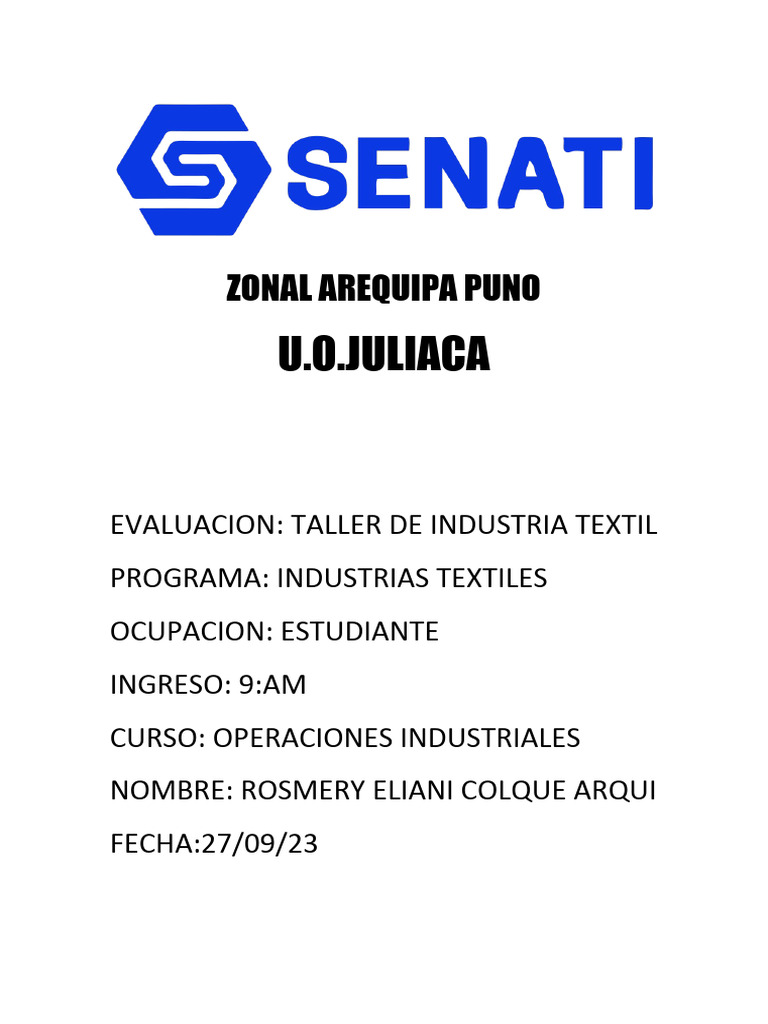 Hoja de Evaluacion Practica Taller de Textil | PDF Hoja de Evaluacion Practica Taller de Textil | PDF