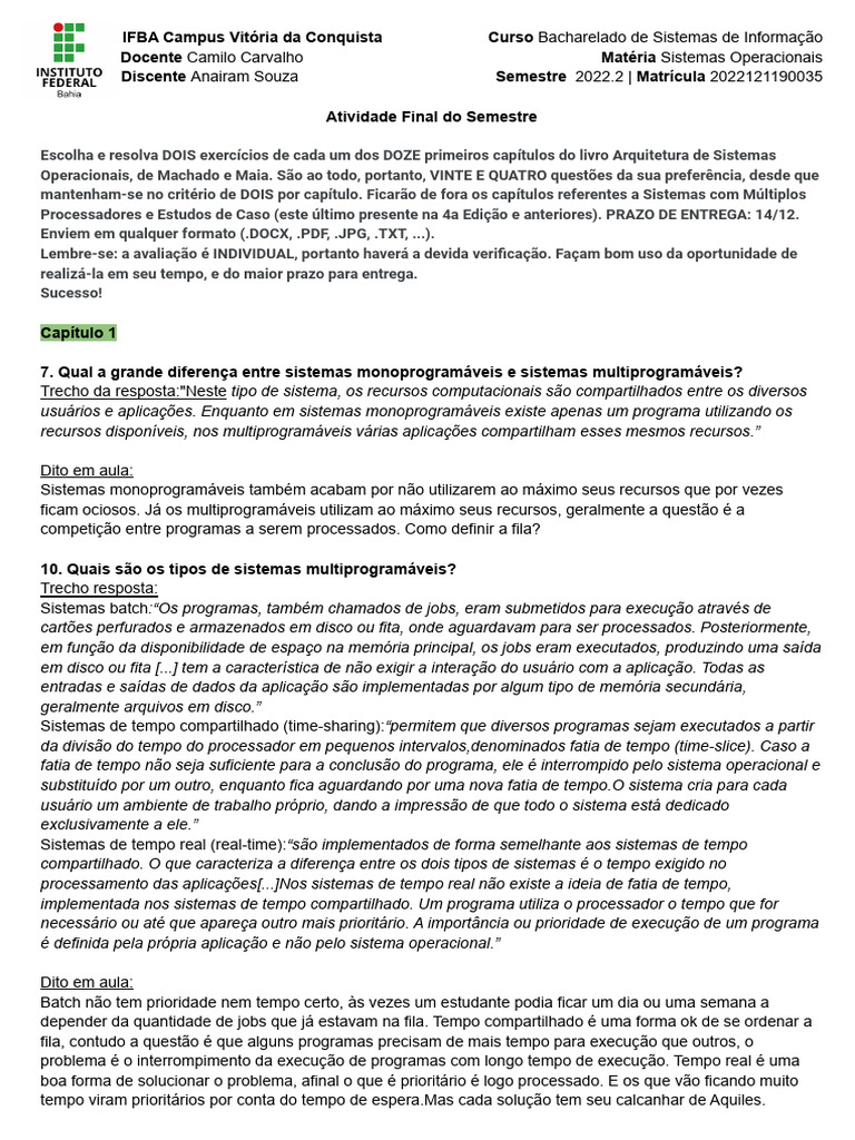 SO Atividade Final | PDF