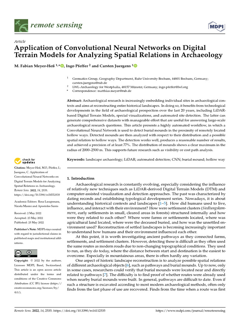 Meyer Heb Et Al 2022 Application Of Convolutional Neural Networks On Digital Terrain Models