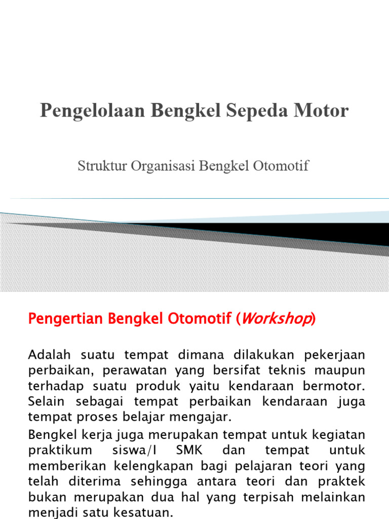 M1.P1.P2. Struktur Organisasi Bengkel Otomotif | PDF