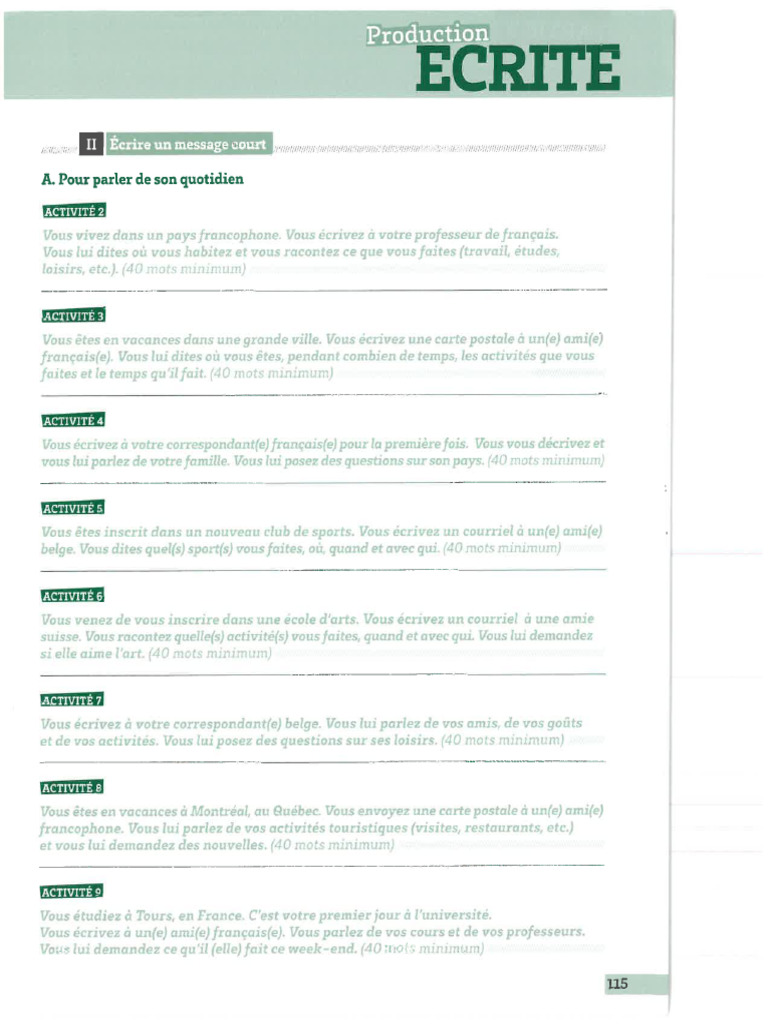 Production Ecrite A1 | PDF