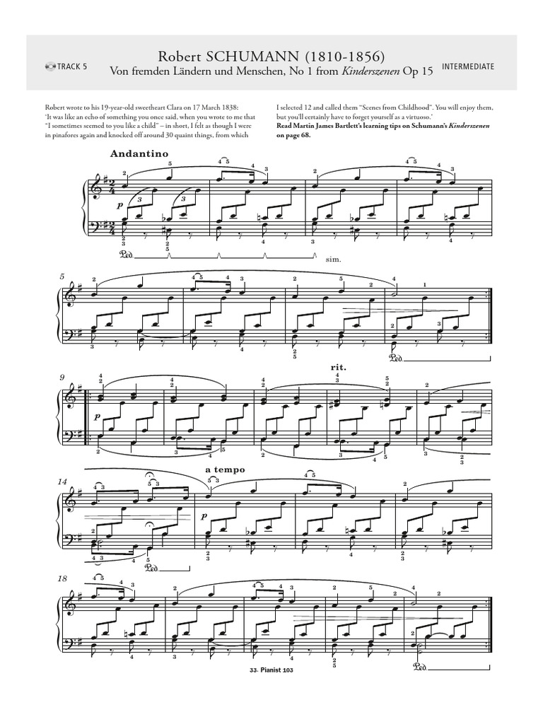Schumann - Kinderszenen Op 15 No 1 | PDF | Robert Schumann | Piano