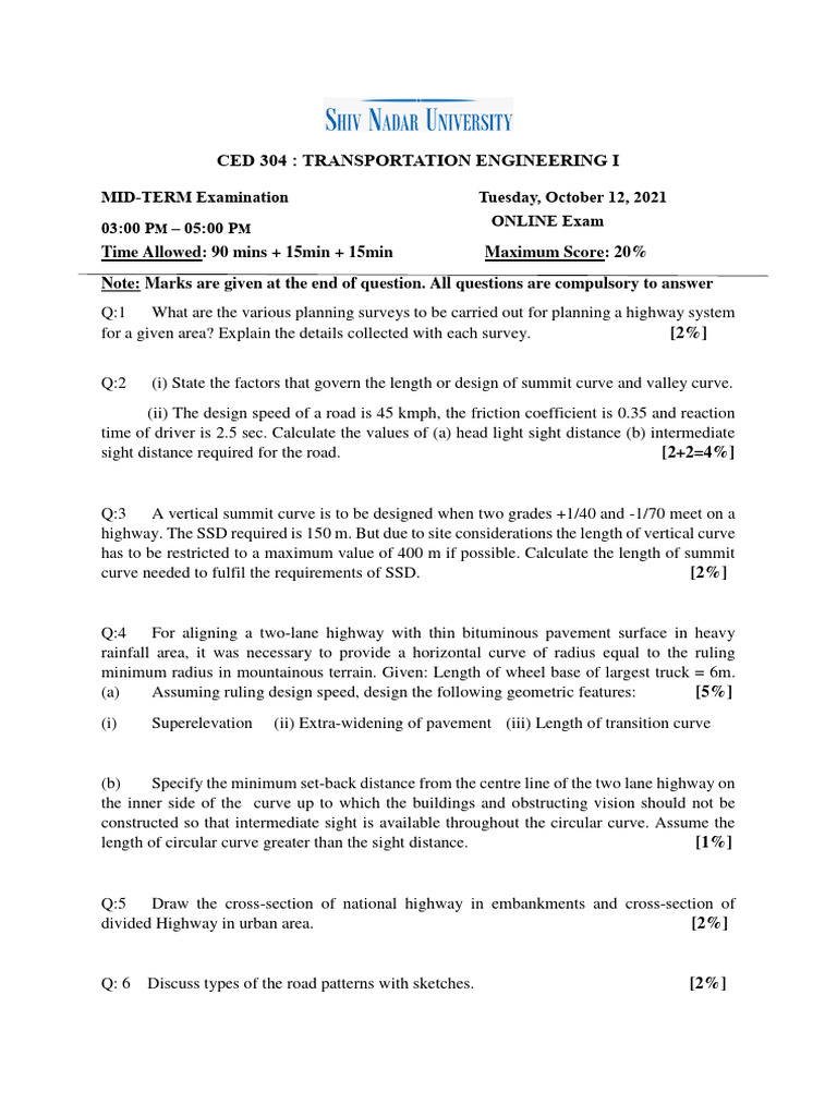 Mid-Term Paper | PDF | Road