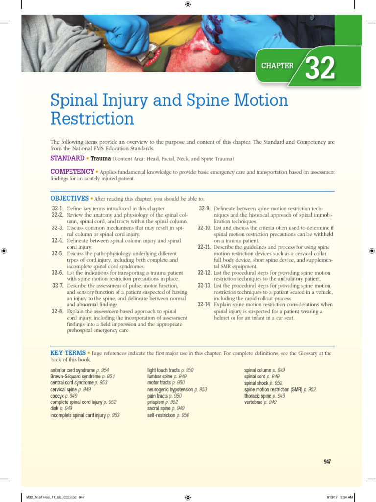 Spinal Injury and Spine Motion Restriction: Standard Competency | PDF ...