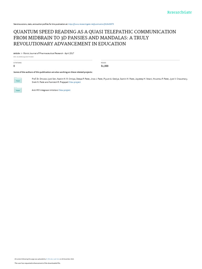 Quantum Speed Reading Revolution in Education | PDF | Senses | Neuroscience