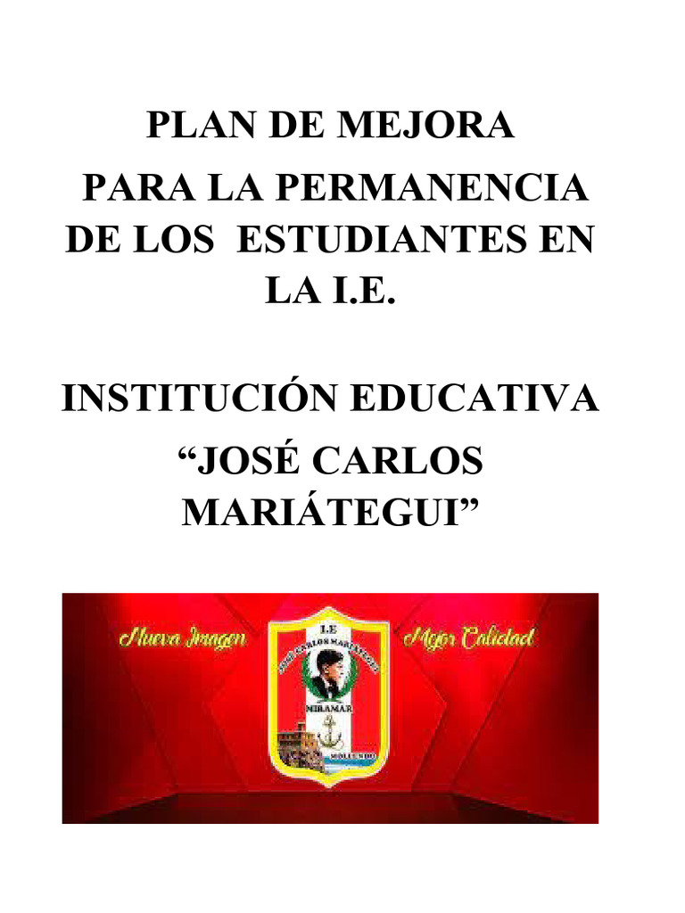 Plan de Mejora para La Permanencia de Los Estudiantes | PDF Plan de Mejora para La Permanencia de Los Estudiantes | PDF