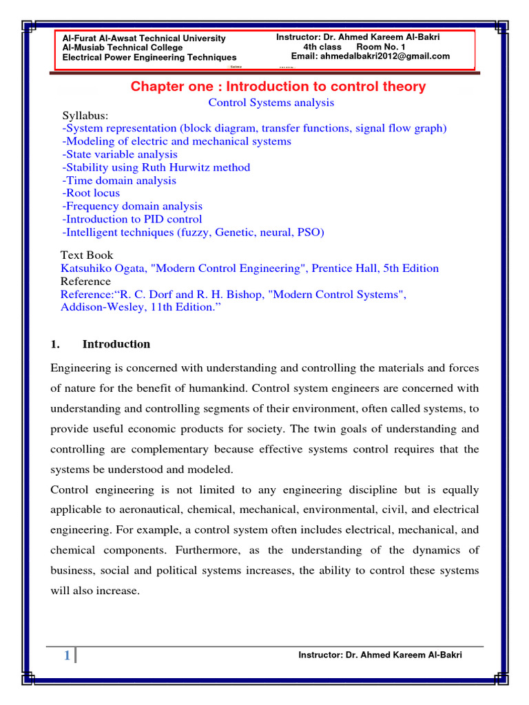 Chapter 1 - Copy - Final | PDF | Feedback | Control Theory
