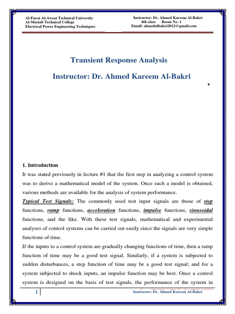 Chapter 6 Transient Response Analysis Pdf