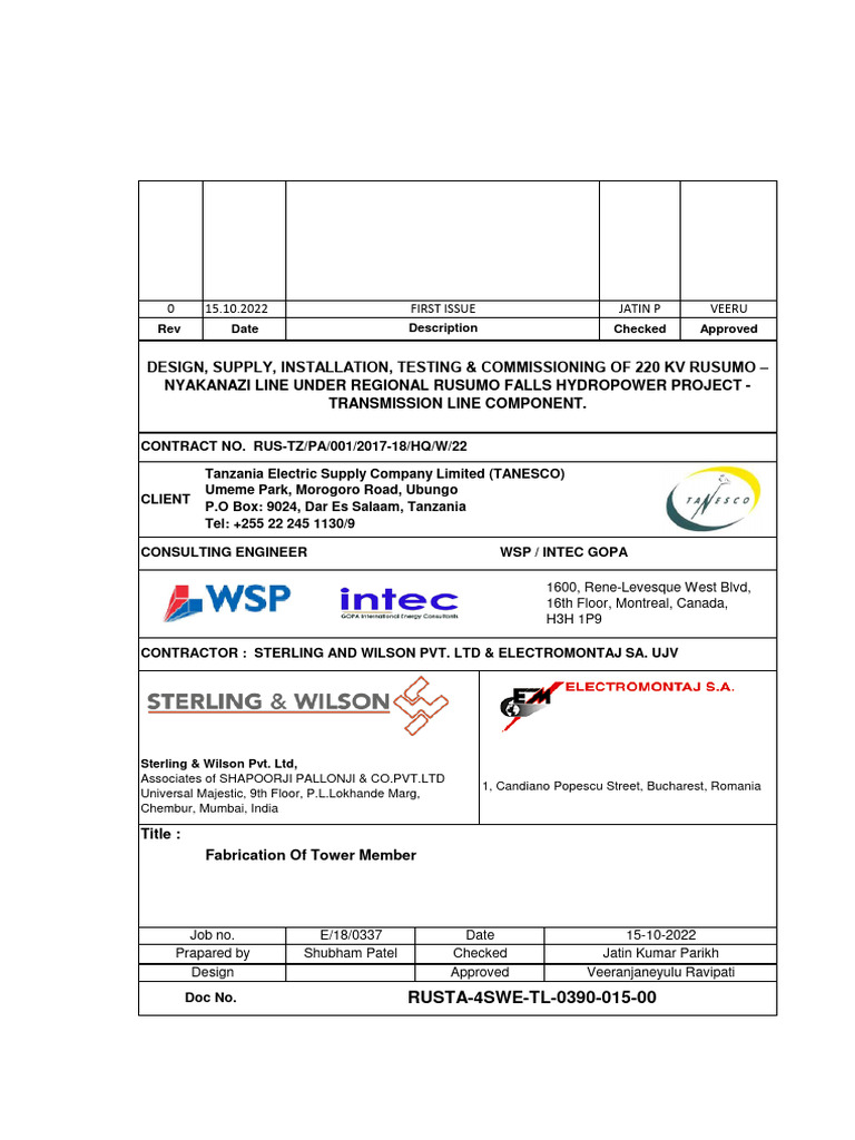MS-Fabrication of Tower Member | PDF