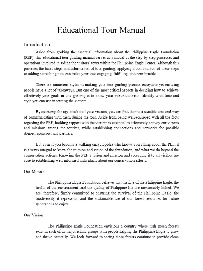 TOUR GUIDE MANUAL - Revised | PDF