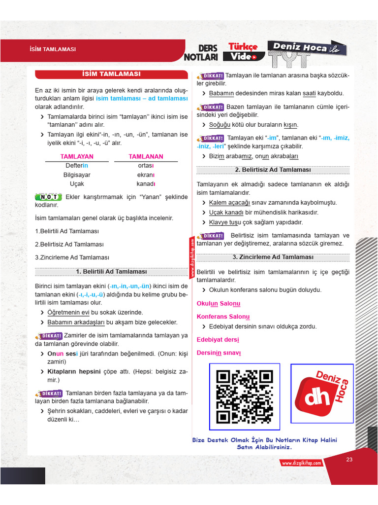 Isim Tamlamasi 2024 Deniz Hoca TYT PDF | PDF