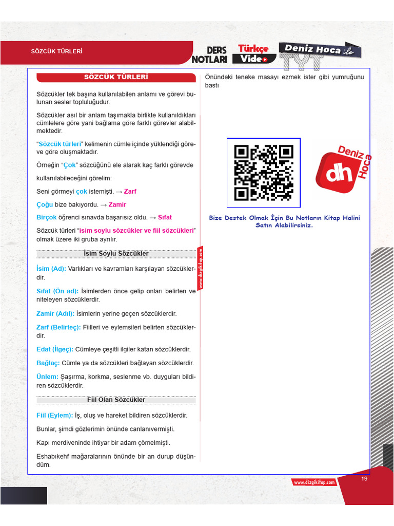 Sozcuk Turleri Giris Deniz Hoca 2024 | PDF
