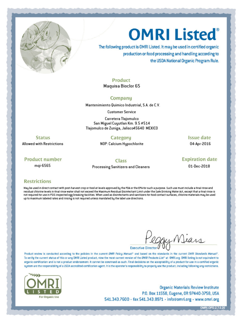 Bioclor 65 (Mqi-6565) | PDF