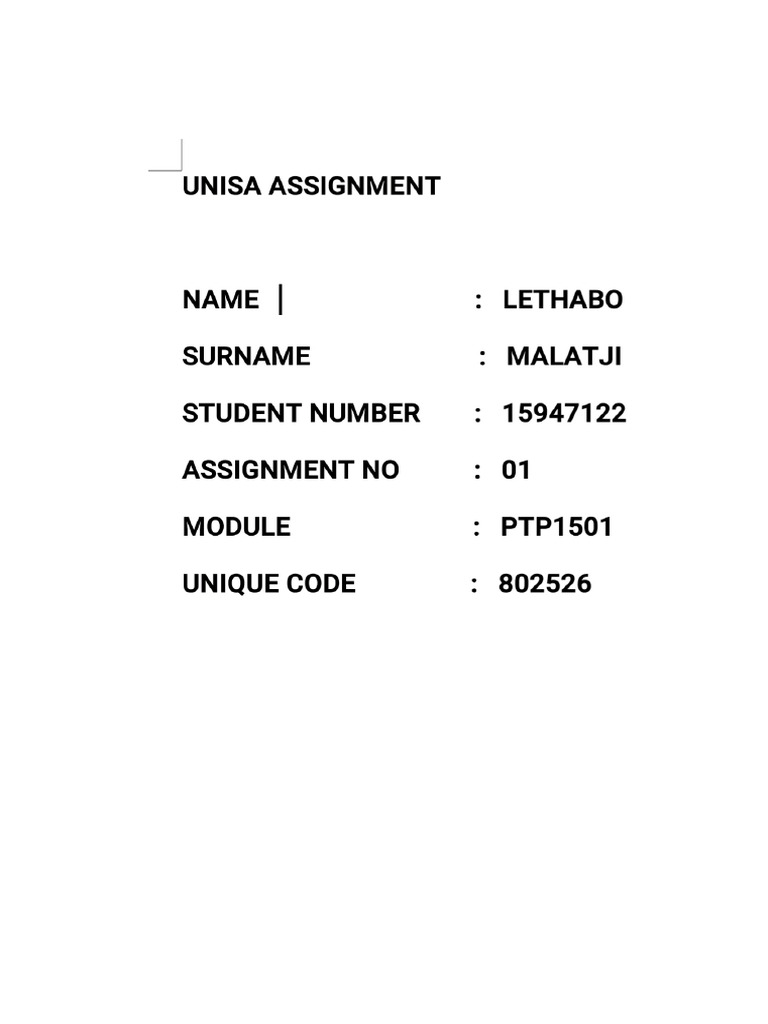 PTP1501 Assignment | PDF