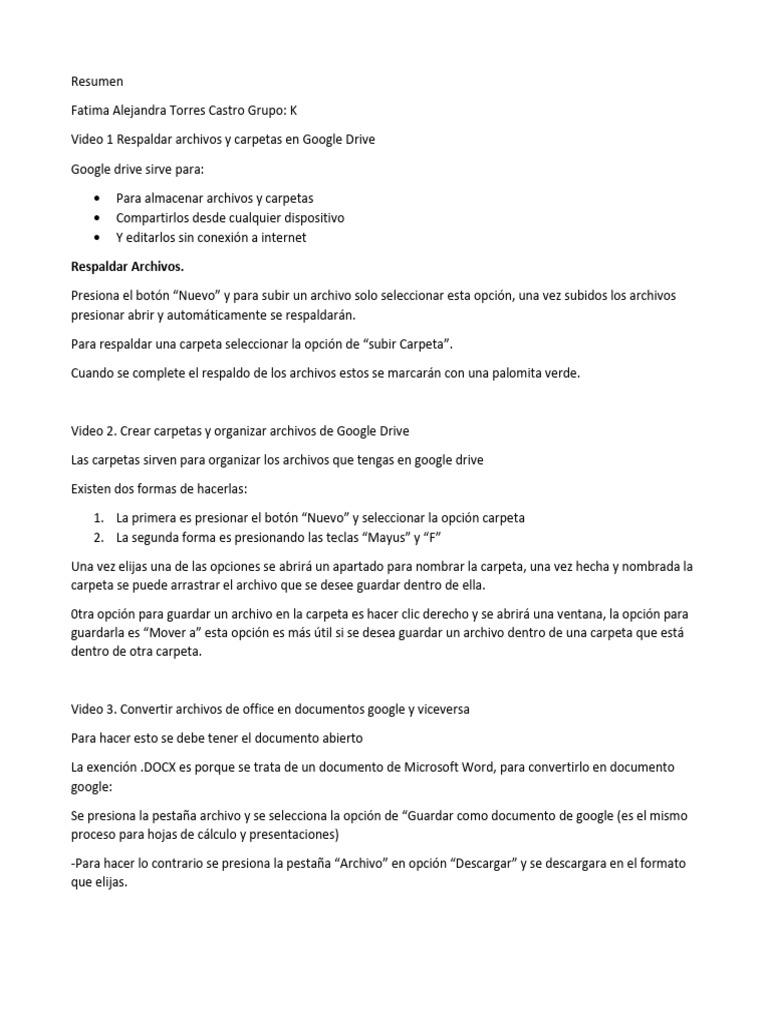 Resumen de videos | PDF | Archivo de computadora | Informática