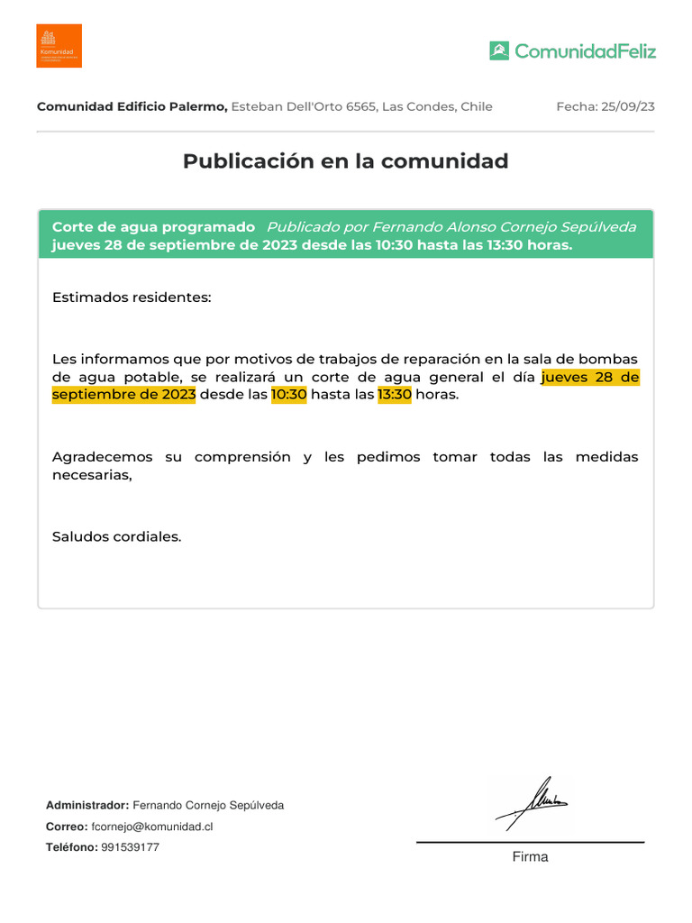 Publicación (Comunidad Edificio Palermo) - Cor | PDF