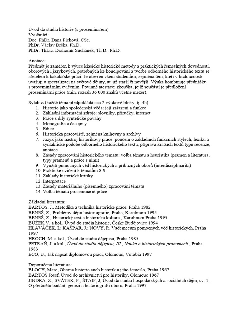 Úvod do studia historie | PDF