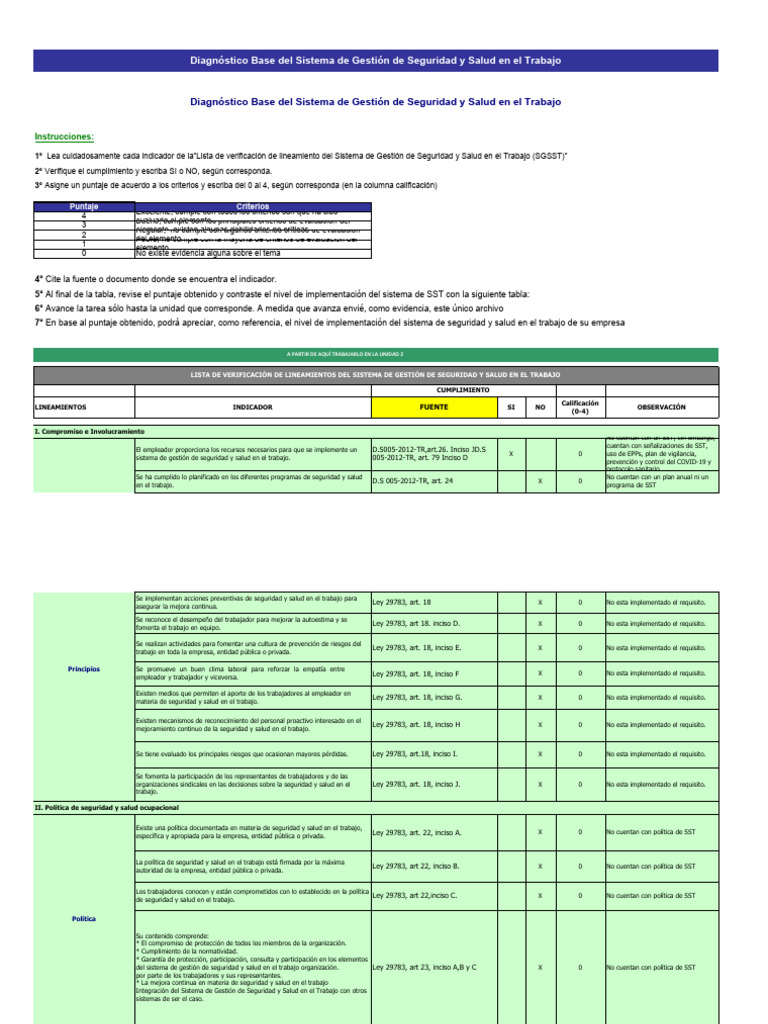 Linea Base de SST de La Empresa | PDF | Valores | Derecho laboral