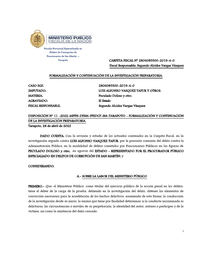 Formalizacion 04 - 2019 | PDF | Fiscal | Derecho penal