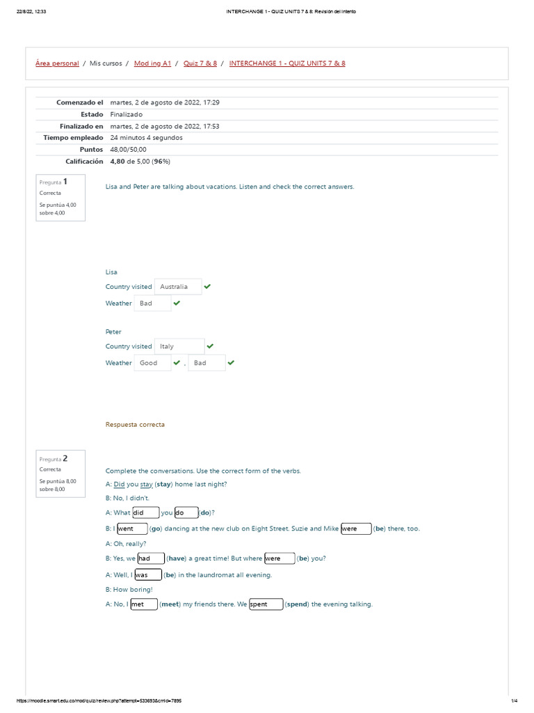 Quiz Units 7 & 8 | PDF | Languages | Foreign Language Studies