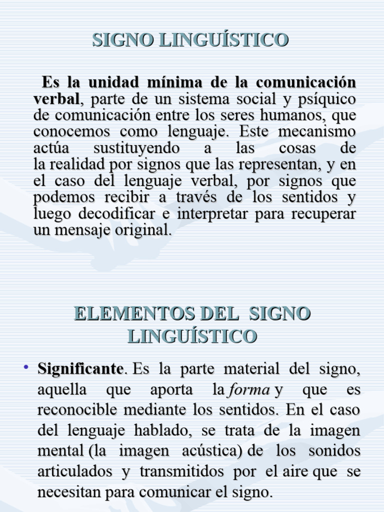 Signo Linguístico | PDF | Comunicación | Lingüística