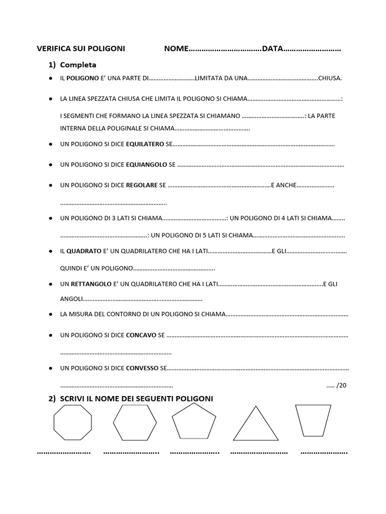 Verifica Sui Poligoni Nome | PDF