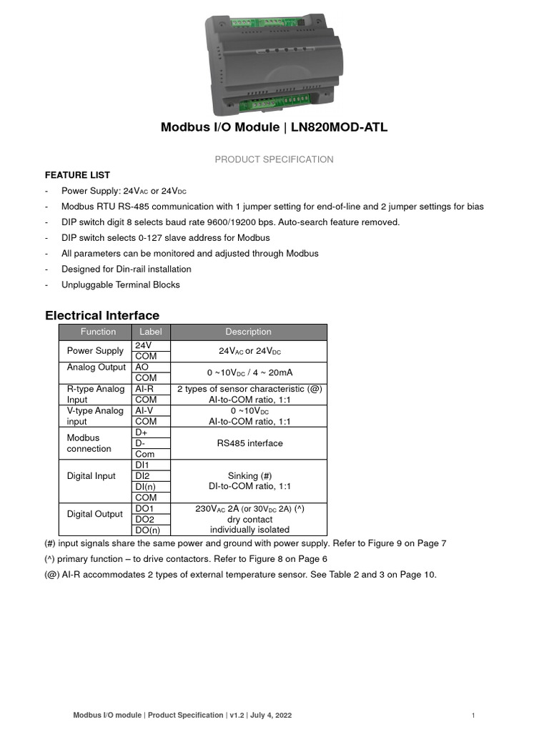 Modbus Io Module V12 Pdf Computer Science Computing 