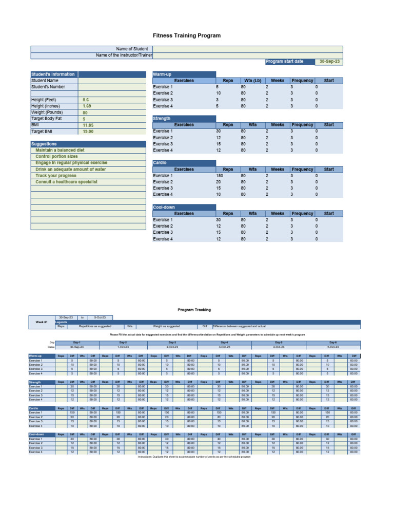 Fitness Training Program-1 | PDF