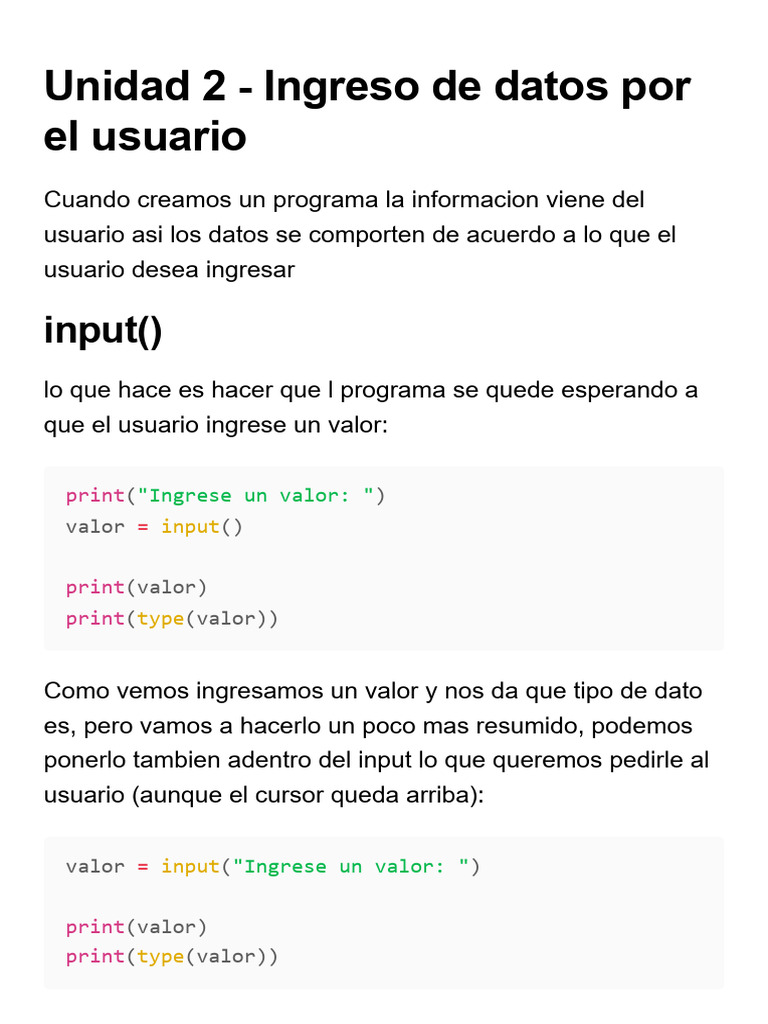 Ingreso de Datos Por El Usuario en Python | PDF | Computadoras