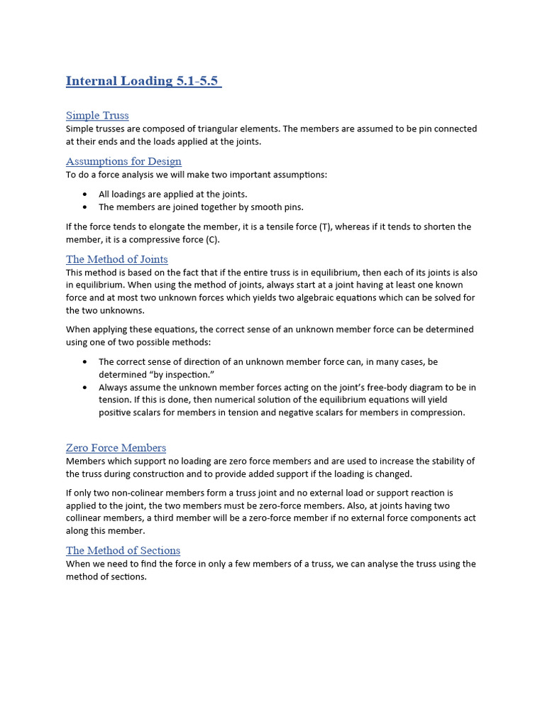 Internal Loading Notes Week 3 | PDF