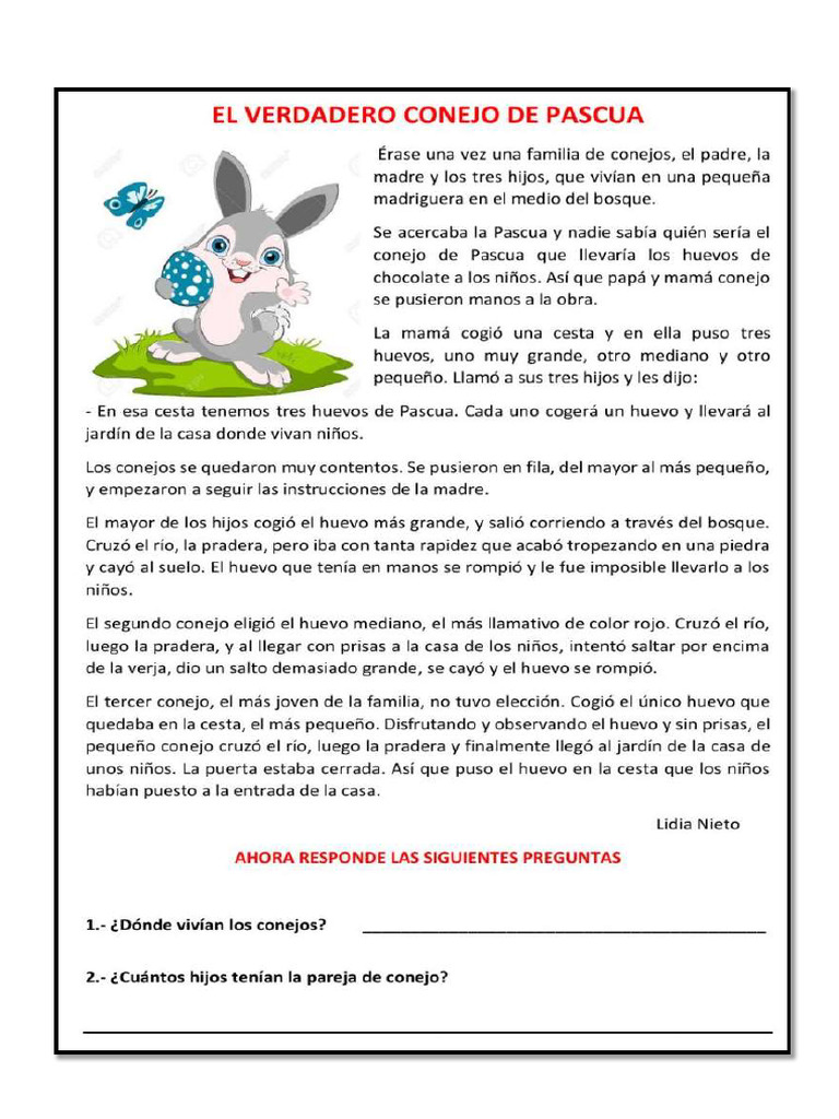 Lectura El Conejo de Pascua | PDF