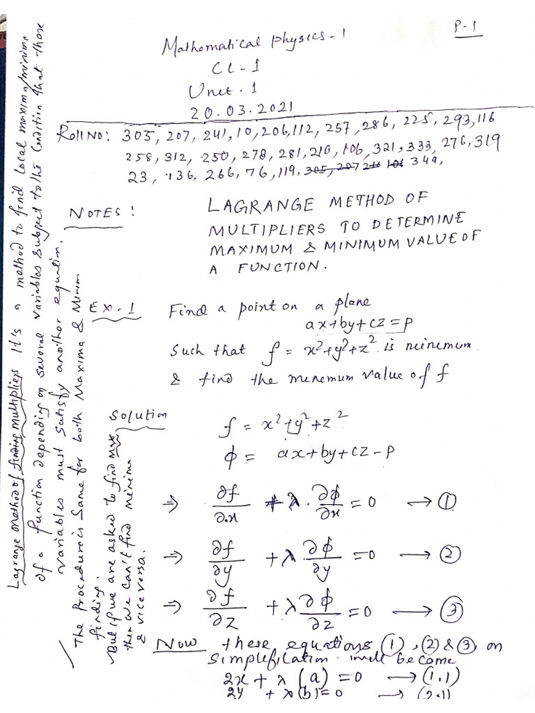 Lagrange Multiplier | PDF