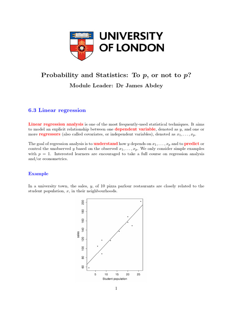 6.3 Linear Regression | Download Free PDF | Linear Regression | Dependent And Independent Variables