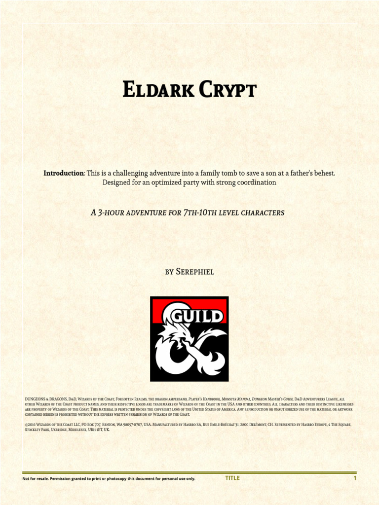 Eldark Crypt | PDF