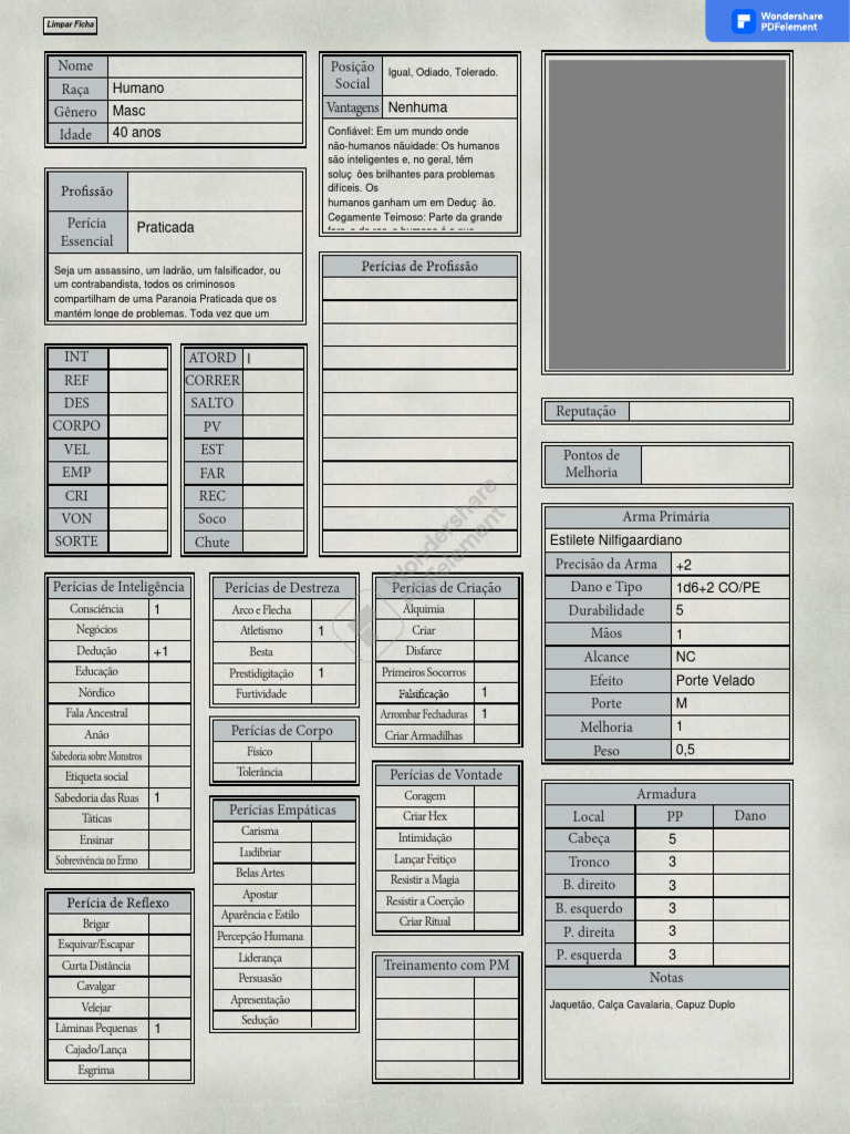 The Witcher Trpg - Ficha-editável (1) | PDF