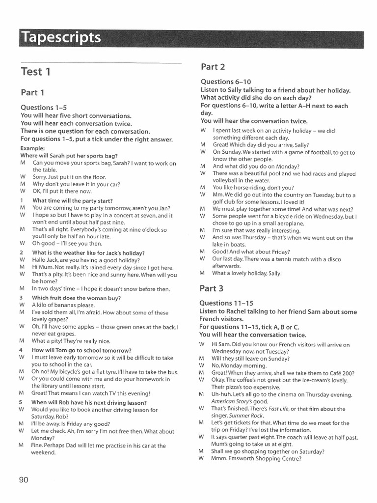 TEST 01 Tapescript | PDF