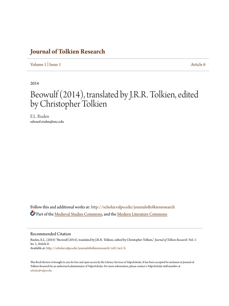 Beowulf (2014) Translated by J.R.R. Tolkien | PDF