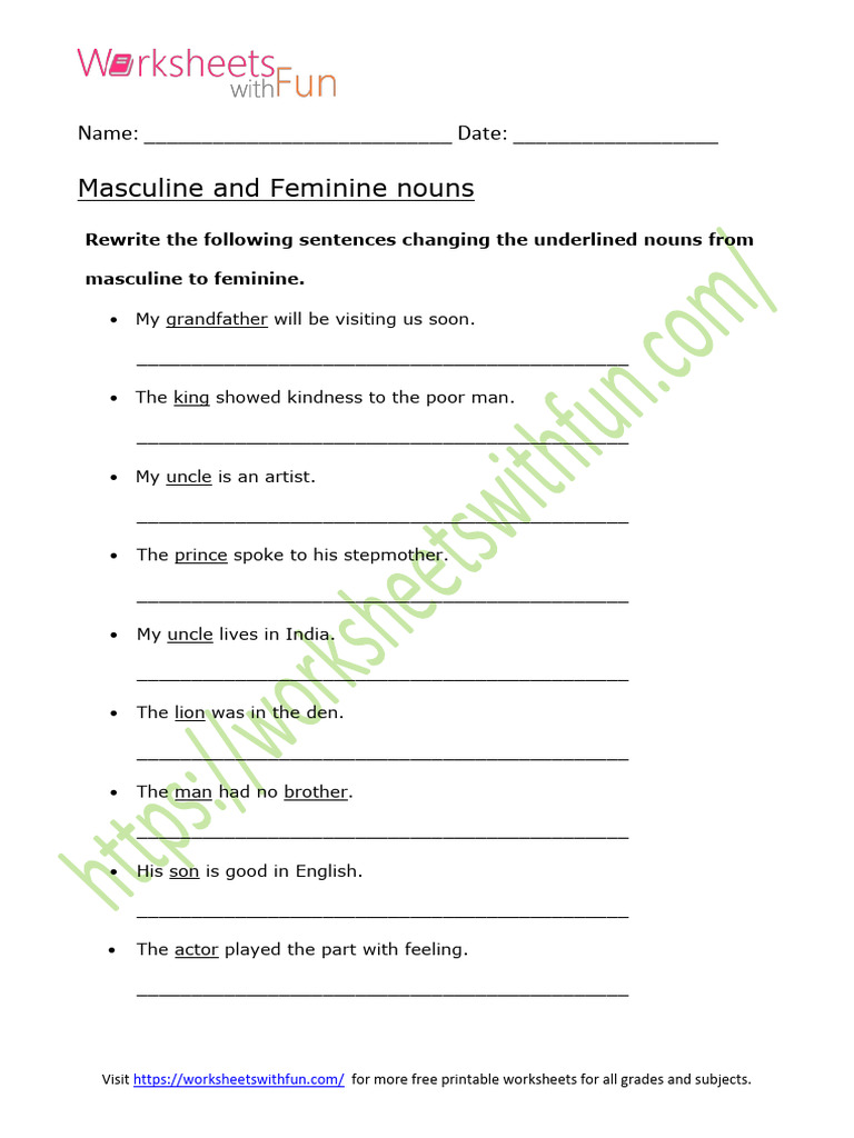 Gender Worksheet 1 | PDF