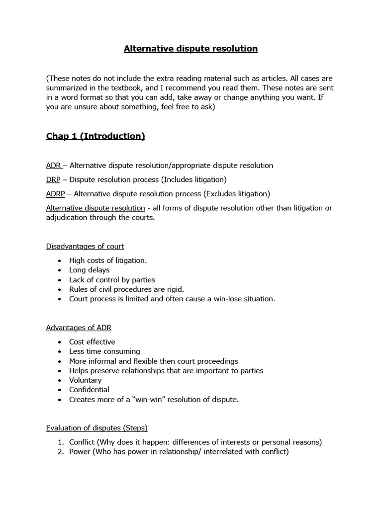 ADR Exam Notes | PDF