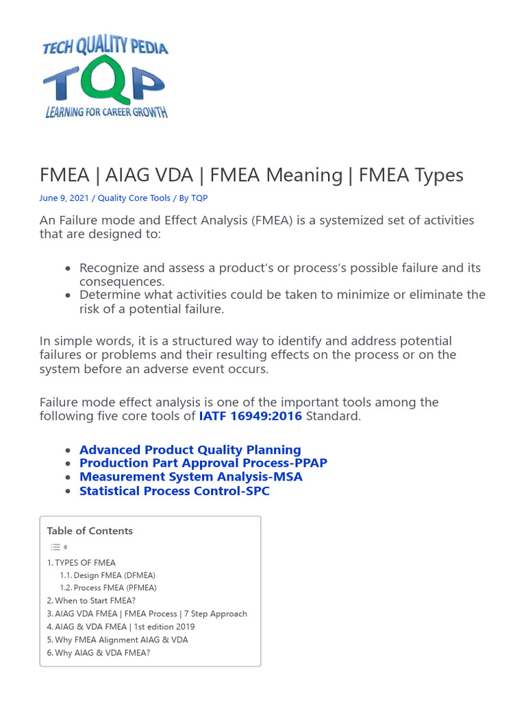 FMEA - AIAG VDA - FMEA Meaning - FMEA Types | PDF FMEA - AIAG VDA - FMEA Meaning - FMEA Types | PDF