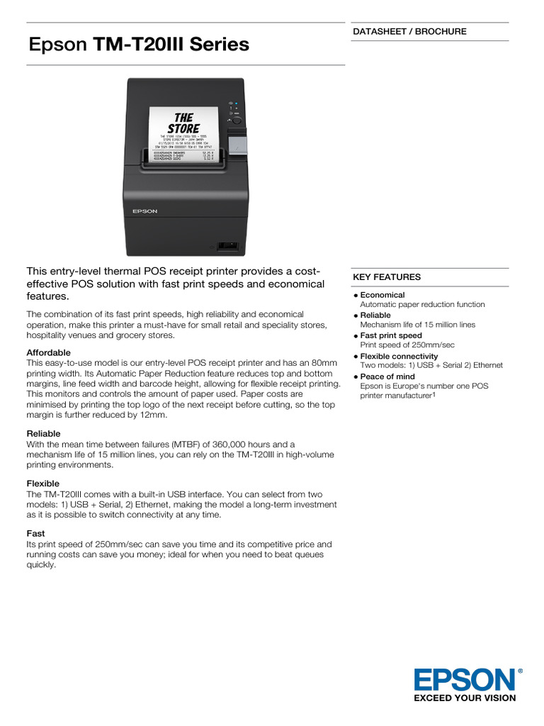 Epson T20III Data Sheet | PDF