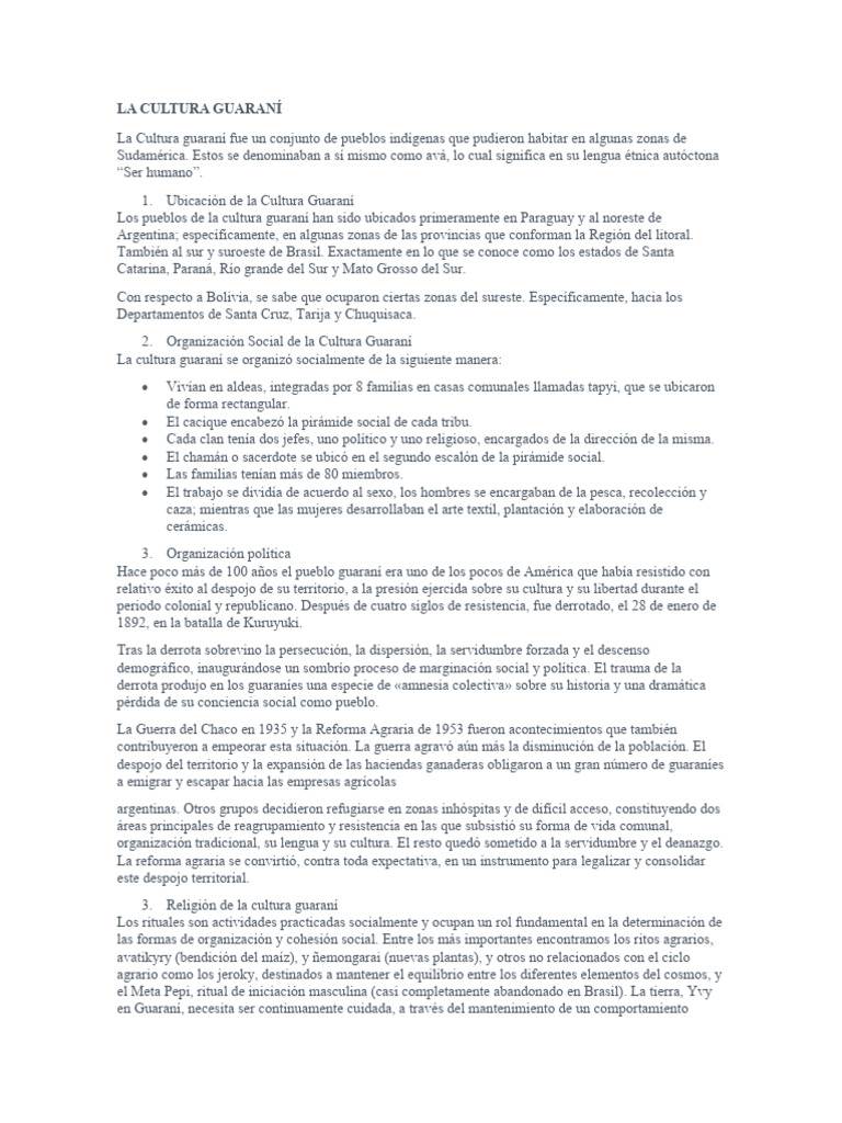 Cultura Guaraní: Historia y Tradiciones | PDF