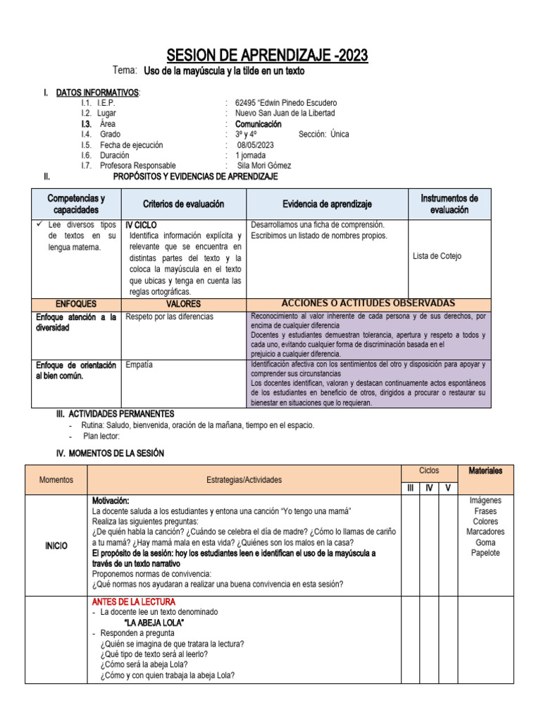 Uso de Mayúsculas y Tildes en Clase | PDF