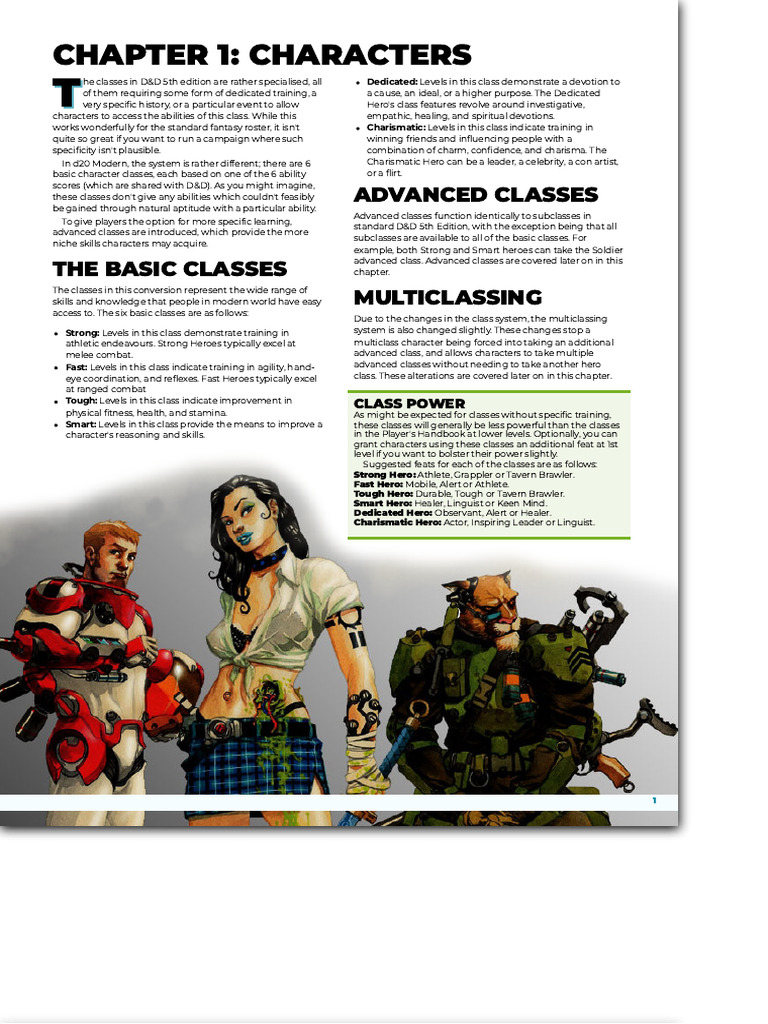 d20 Modern Conversion - Basic Classes - GM Binder | PDF