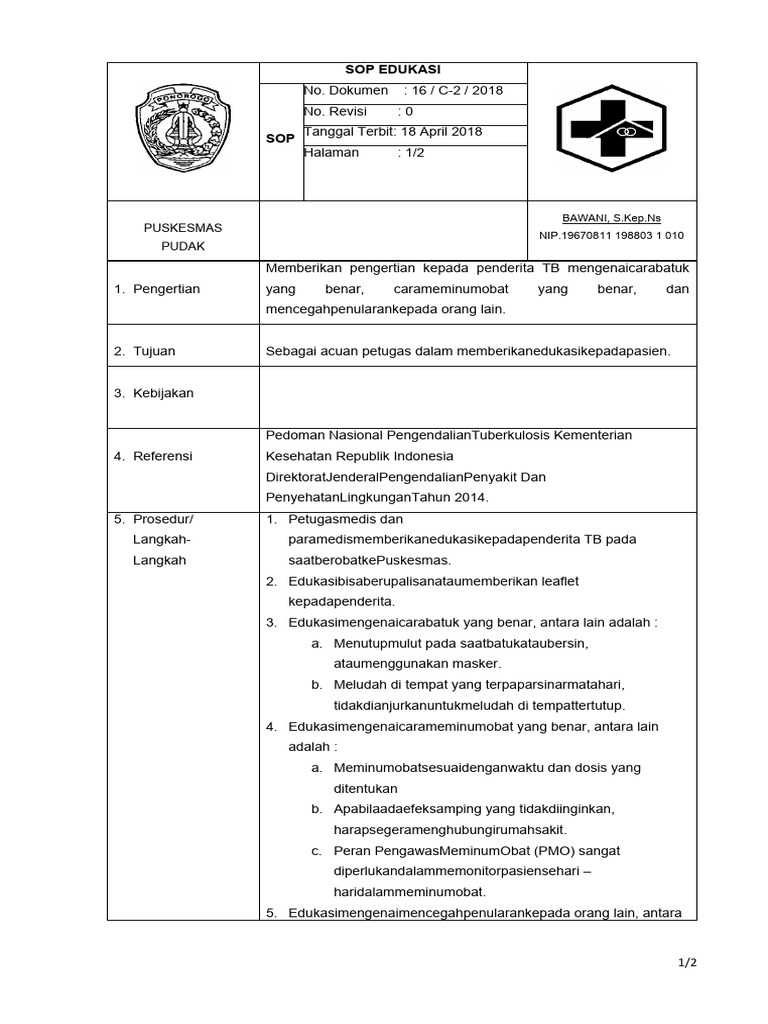 Sop Edukasi Tb | PDF