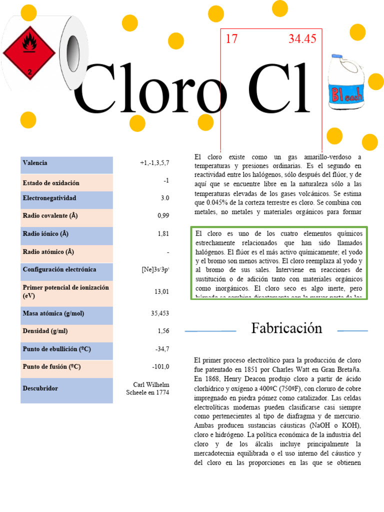 Cloro CL | PDF | Ciencia y matemáticas