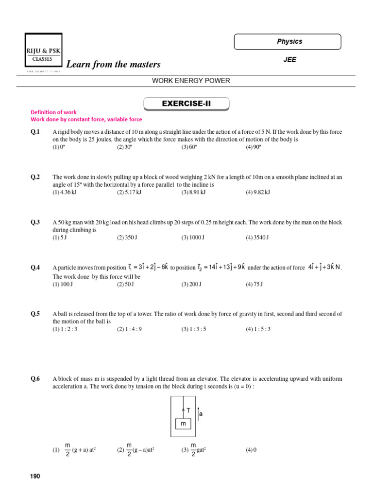 JEE - PHY 06 - WORK ENERGY POWER Ex 2 | PDF