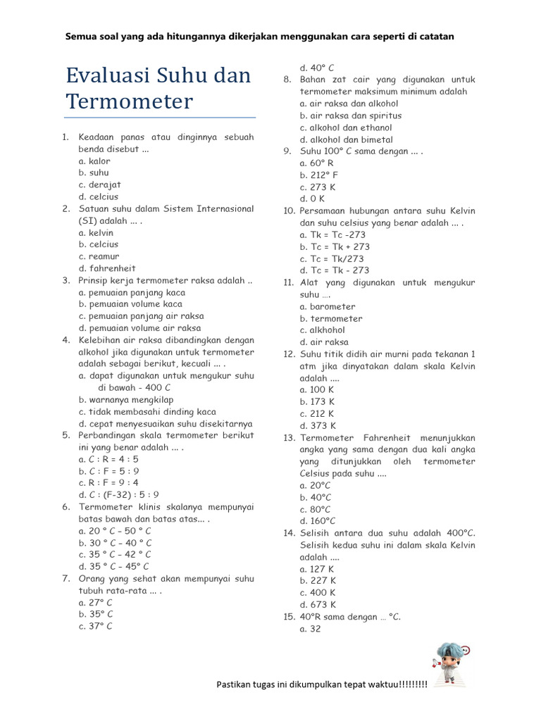 Evaluasi Suhu Dan Termometer | PDF | Sains & Matematika | Teknologi & Rekayasa